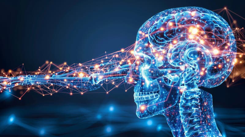 A Computer Generated Image of a Human Head with a Brain Coming Out of ...