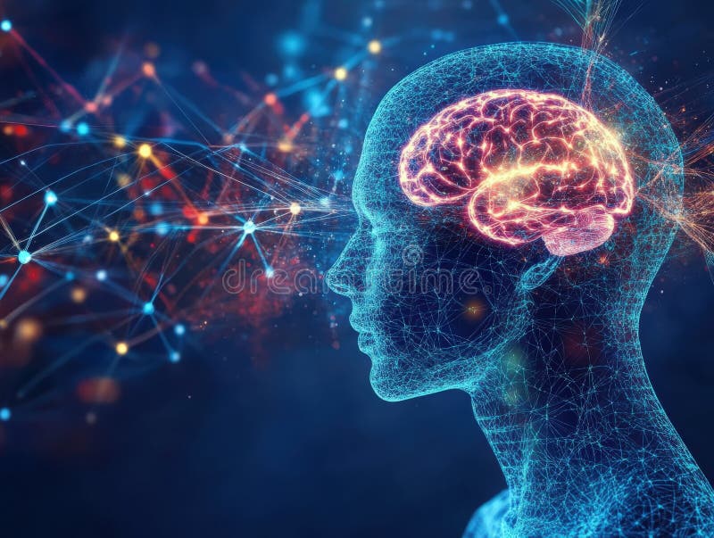 A Computer Generated Image of a Human Head with a Red Brain Stock Photo ...