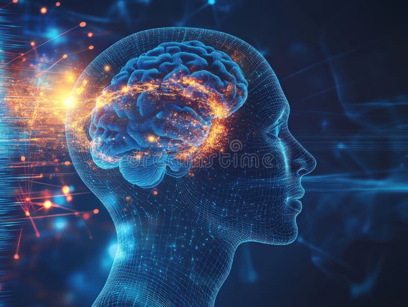 A Computer Generated Image of a Human Head with a Red Brain Stock Photo ...