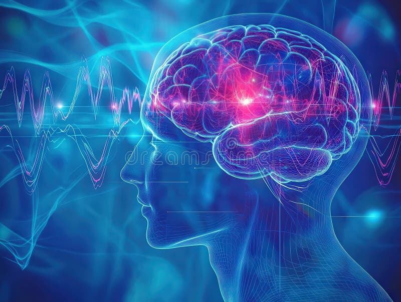 A Computer Generated Image of a Human Head with a Red Brain Stock Photo ...