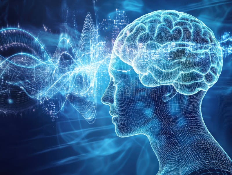 A Computer Generated Image of a Human Head with a Red Brain Stock Image ...