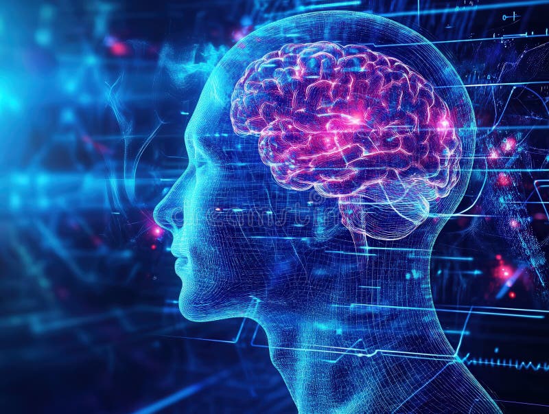 A Computer Generated Image of a Human Head with a Red Brain Stock Photo ...