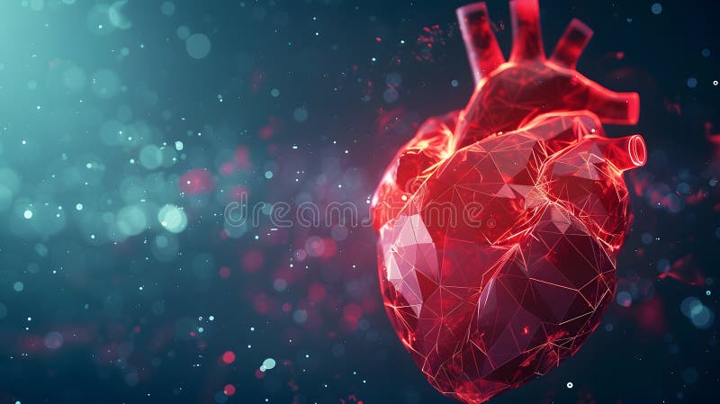 Computer Generated Image of a Human Heart on an Electric Blue ...
