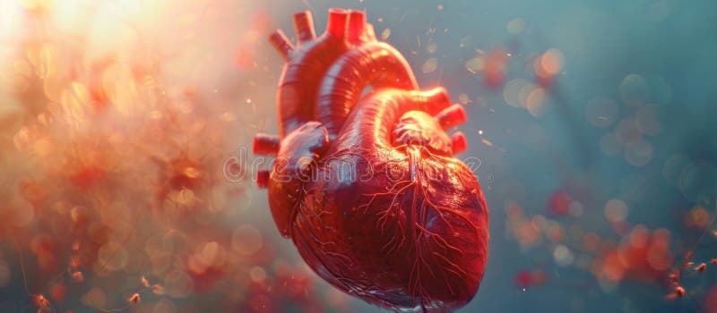 Computer-generated Human Heart Displayed in Grassy Field Stock Image ...