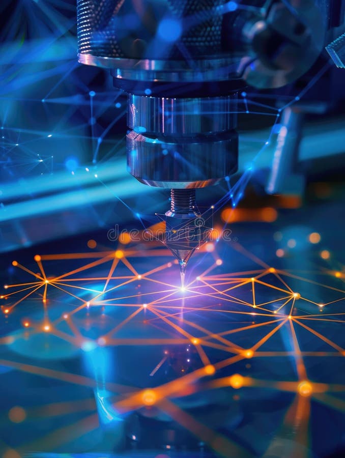 Computer Generated Image of Machine with Blue and Orange Light Stock ...