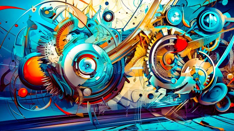 Computer Generated Image of Mechanical Device with Gears and Gears on ...