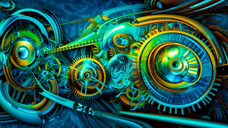 Computer Generated Image of Mechanical Device with Gears and Gears on ...