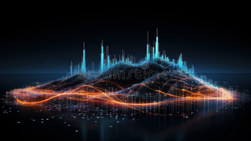 A Computer Generated Image of a Mountain with a Sound Wave Stock Photo ...