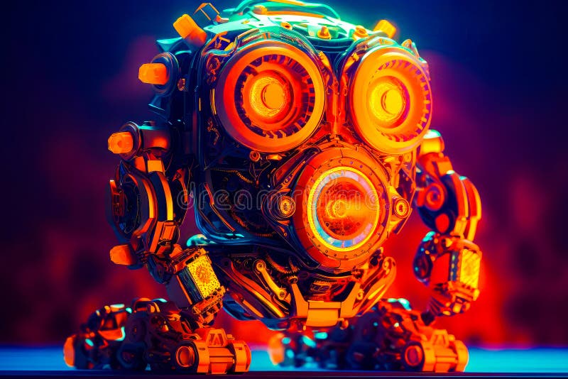 Computer Generated Image of Multi - Colored Robot with Lights on it S ...
