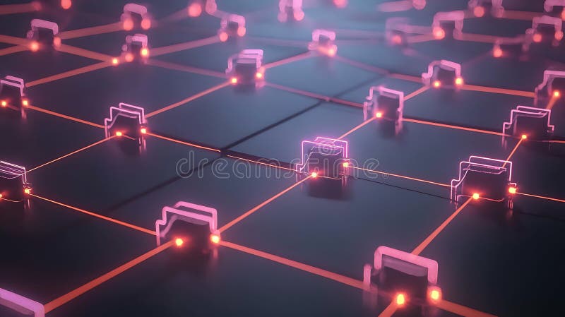 A Computer Generated Image of a Network of Cars Stock Illustration ...