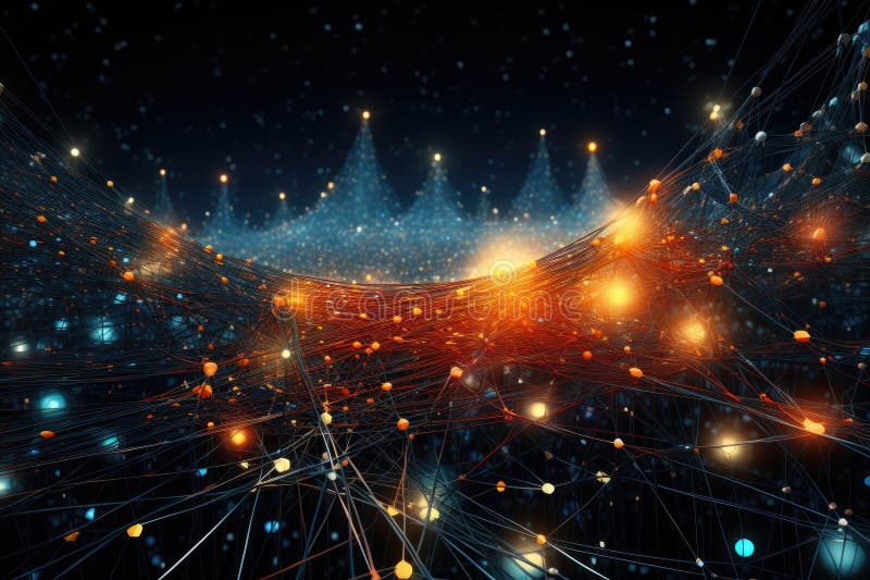 Computer Generated Image of a Network of Lights, an Abstract Representation of Machine Learning ...