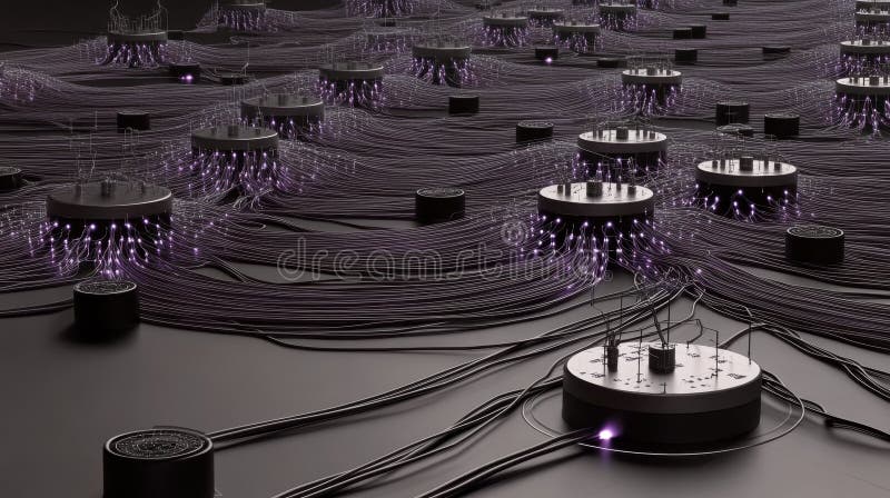 A Computer Generated Image of a Network of Purple Spheres Stock ...