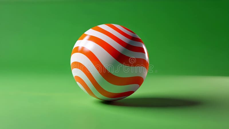 Orange and White Striped Sphere Rotating on Green Screen Background ...