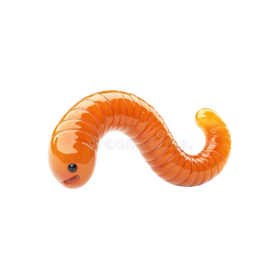 Cute Orange Cartoon Worm, 3D Render Illustration Stock Illustration ...