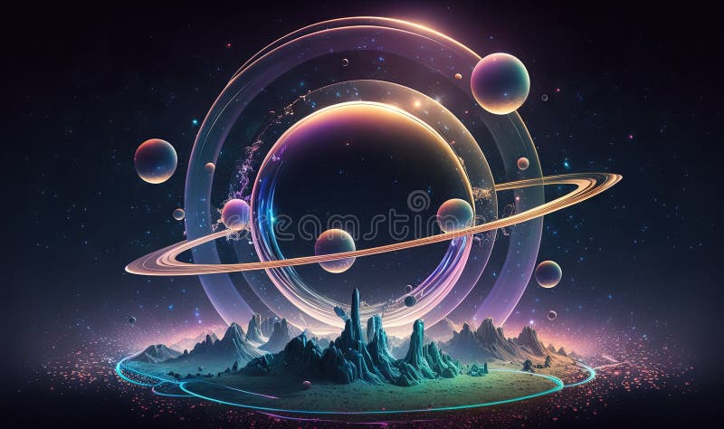 A Computer Generated Image of a Planet with Rings and Planets Stock ...