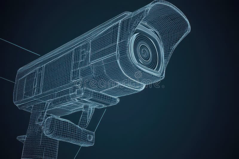 A Computer Generated Image of a Security Camera, a Blurry and Pixelated ...