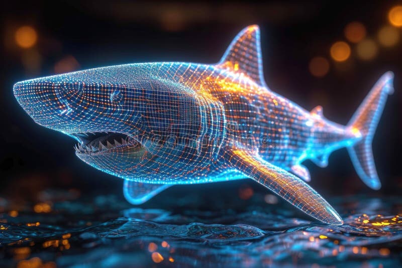 A Computer Generated Image of a Shark Stock Photo - Image of underwater ...