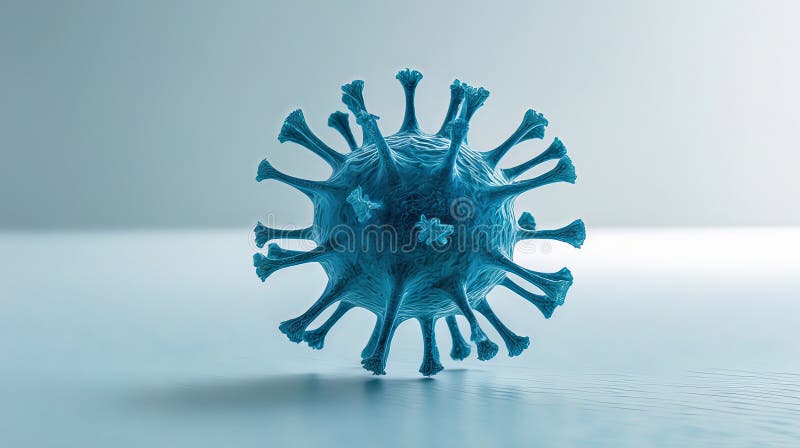 A Computer Generated Image Showcasing a Blue Virus Resting on a Blue ...