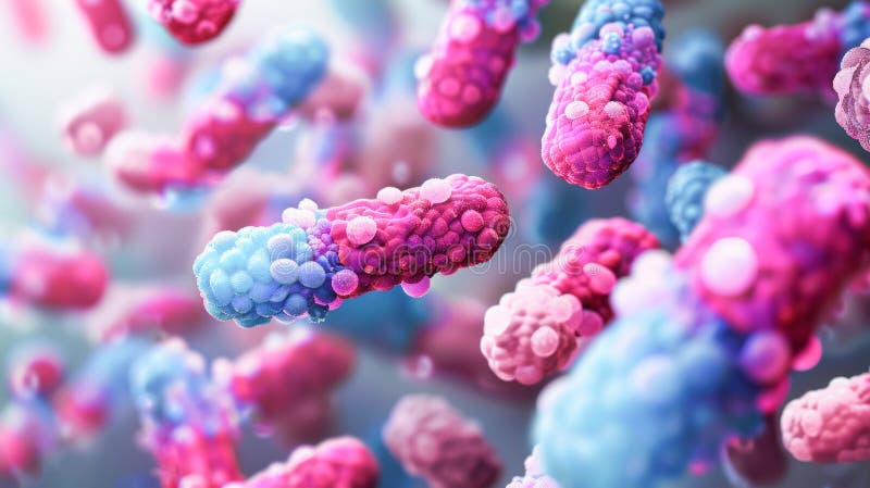 A Computer Generated Image Showcasing a Cluster of Bacteria in Pink and ...
