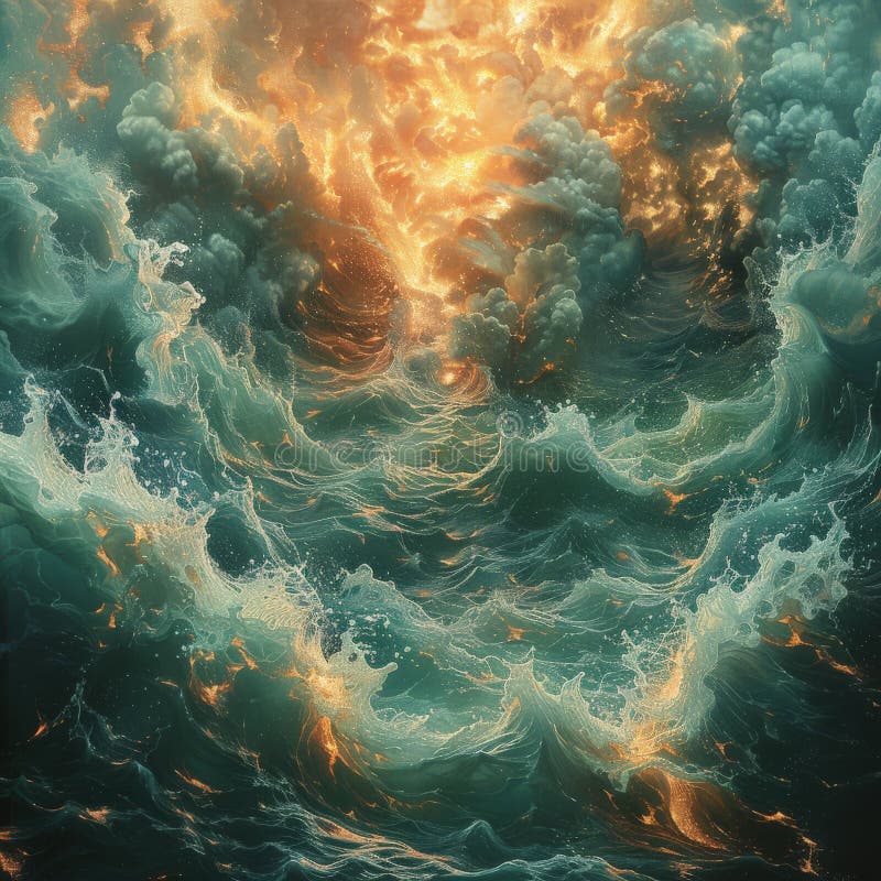 A Computer Generated Image Showing a Storm Forming Over the Ocean Stock ...