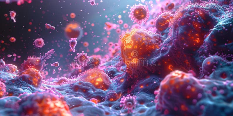 A Computer Generated Image Shows a Virus Moving through a Cell Stock ...