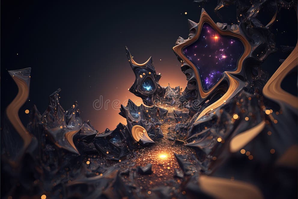 A Computer Generated Image of a Star Cluster in Space with a Bright ...