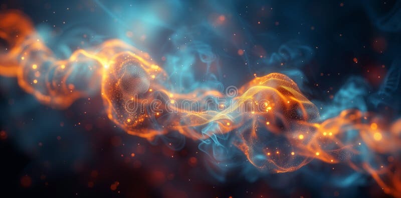 A Computer Generated Image of a Wave of Fire and Smoke on a Dark ...