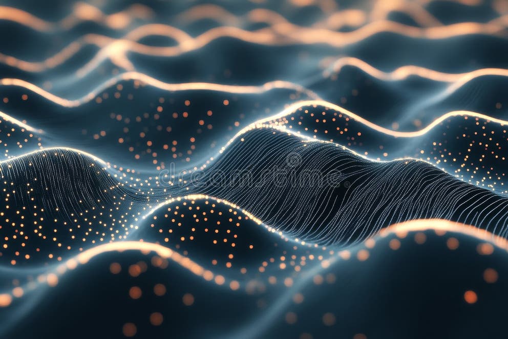 A Computer Generated Image of a Wave with a Lot of Dots on it Stock ...