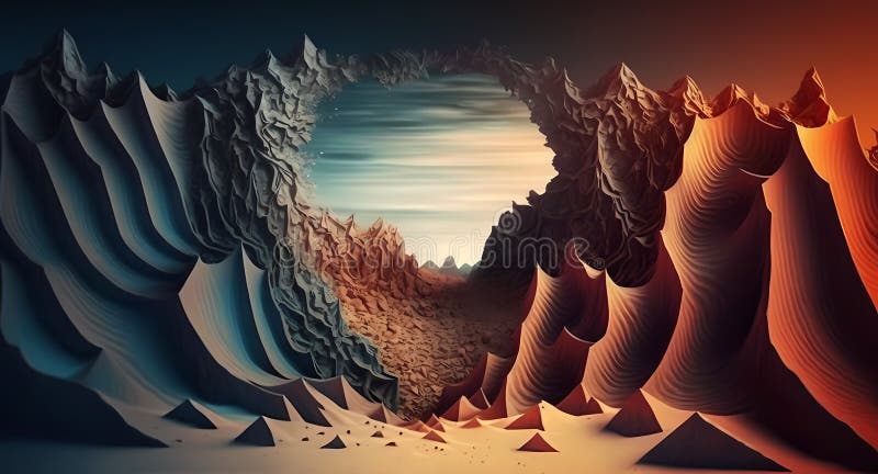 Computer-generated Landscape with Water Rocks Trees Stock Image - Image ...