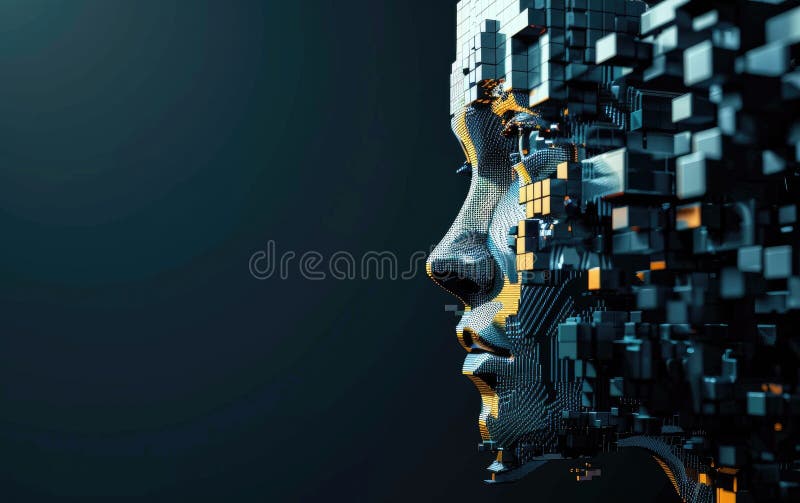 Computer Generated Mans Face with City Background Stock Image - Image ...