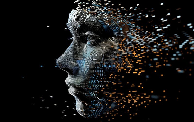 Computer Generated Mans Face with City Background Stock Photo - Image ...