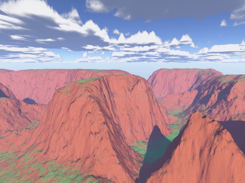 Computer Generated Mountain Landscape Stock Illustration - Illustration ...