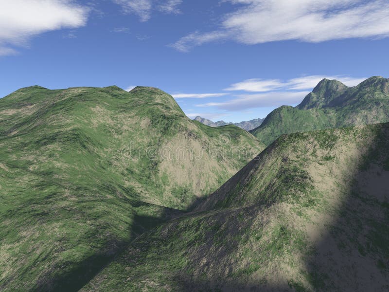 Computer Generated Mountain Landscape Stock Illustration - Illustration ...