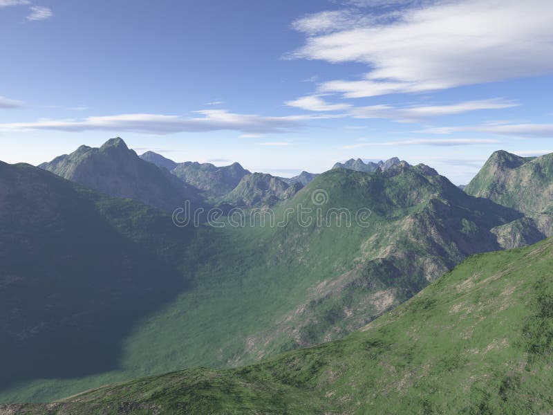 Computer Generated Mountain Landscape Stock Illustration - Illustration ...