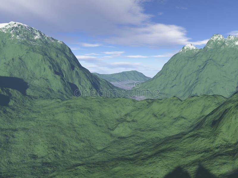 Computer-generated Mountain Landscape Stock Illustration - Illustration ...