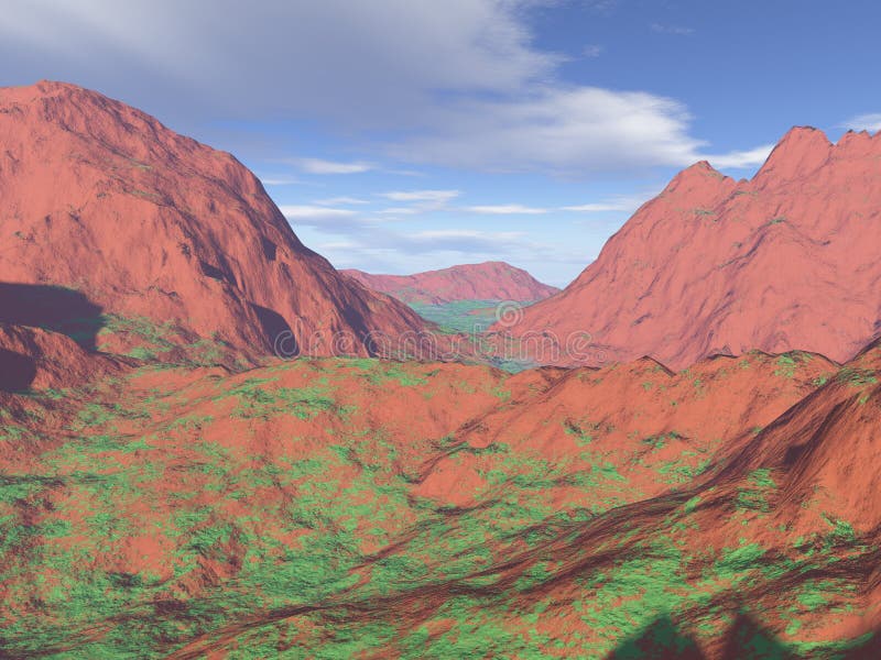 Computer Generated Mountain Landscape Stock Illustration - Illustration ...