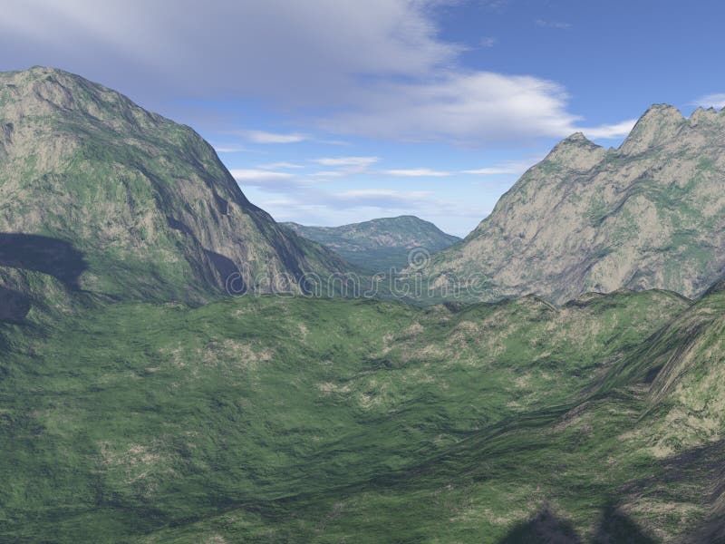 Computer Generated Mountain Landscape Stock Illustration - Illustration ...