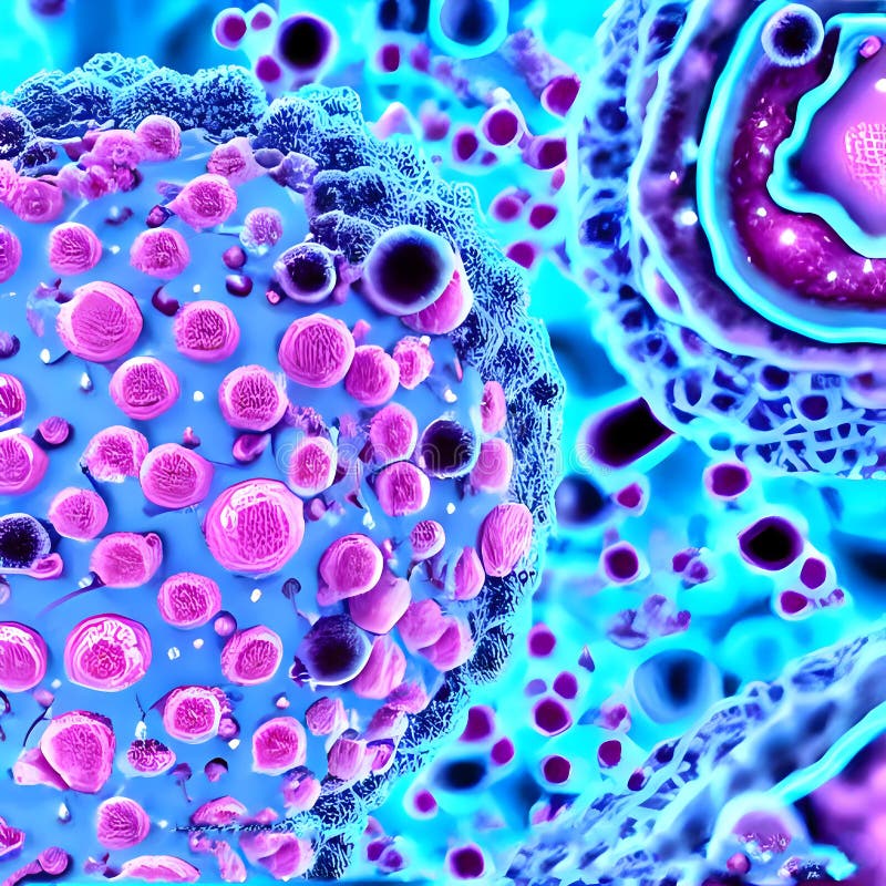 Computer Generated Multiple Virus Bacteria Floating in a Cellular ...