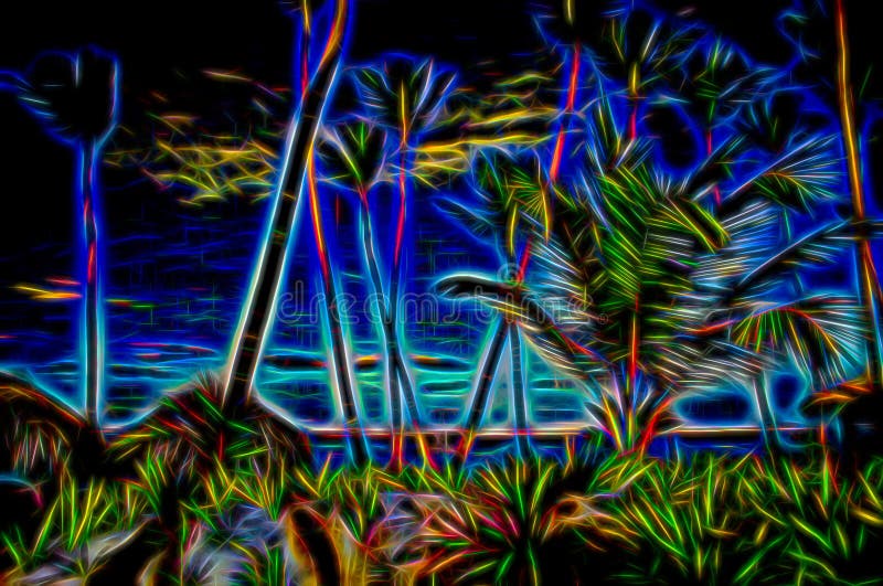 Computer Generated Neon Abstract Color Full Shapes Stock Illustration ...