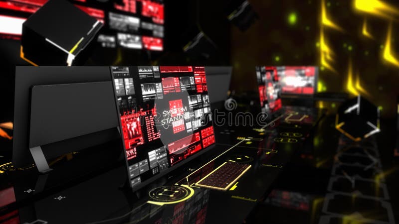 Network Control Room, Sci-fi Concept. Stock Video - Video of future ...