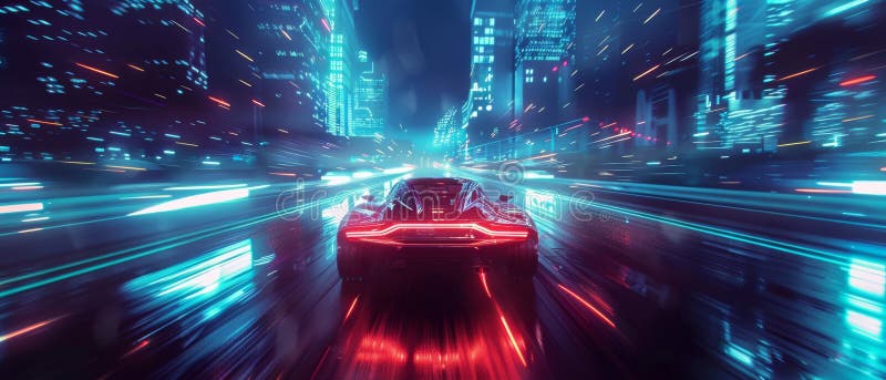 Computer Generated Rendering of a Car Driving Fast and Drifting on a ...