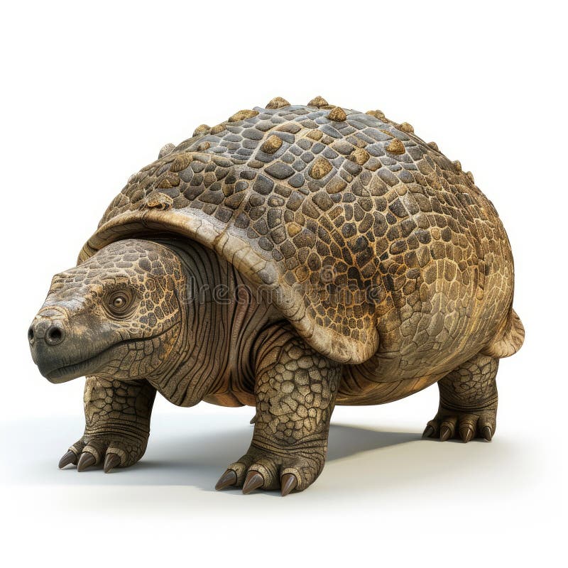 Giant Prehistoric Turtle Walking on White Background Stock Illustration ...