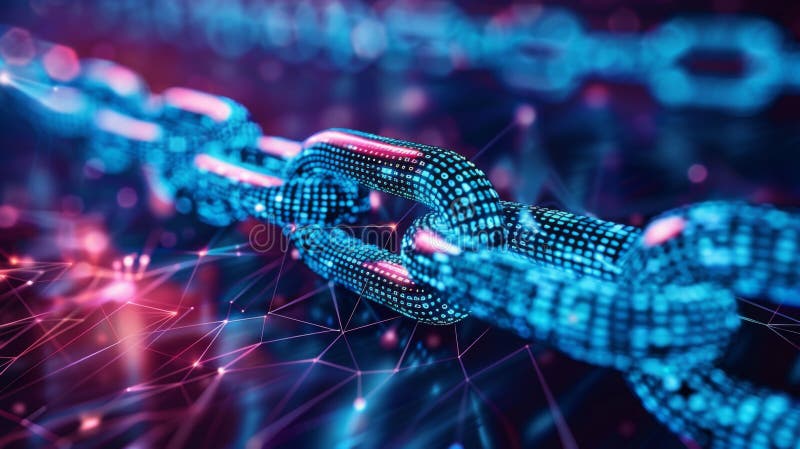 Digital Blockchain Visualization in Vivid Colors Stock Photo - Image of ...