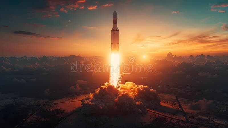 Computer-generated Rocket Launch Symbolizing High Ambition. Concept ...