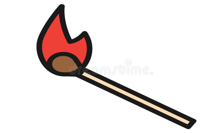 One Single Lighted Match Stick Against a White Backdrop Stock ...