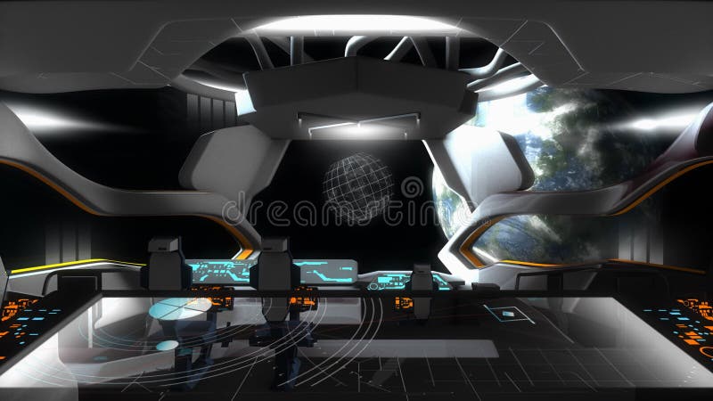 Spaceship Creative Fictional Command Room. Stock Video - Video of ...