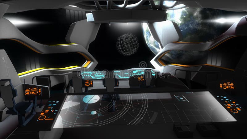 Spaceship Creative Fictional Command Room. Stock Video - Video of ...
