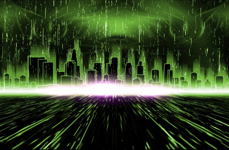 Matrix City Simulation 3D Illustration Stock Illustration ...