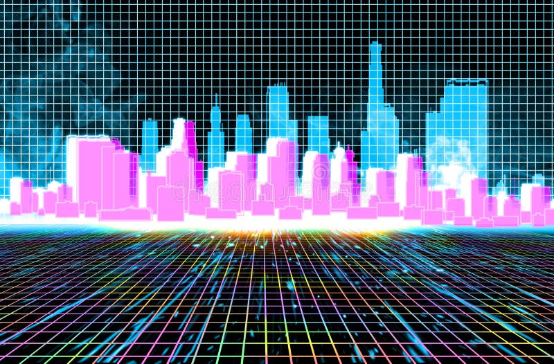 Matrix City Simulation 3D Illustration Stock Illustration ...