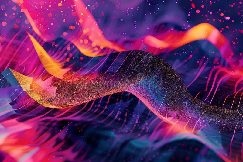 Computer-generated Vibrant Wave Featuring Colorful Geometric Shapes ...